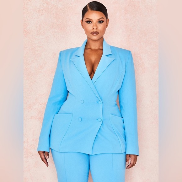 House of CB | Jackets & Coats | House Of Cb Lara Robins Blue Double ...